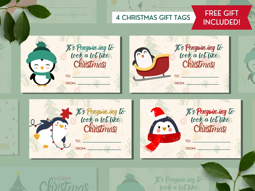 Penguins Printable Christmas Penguin Gift Tag Bundle 3.5 X - Etsy