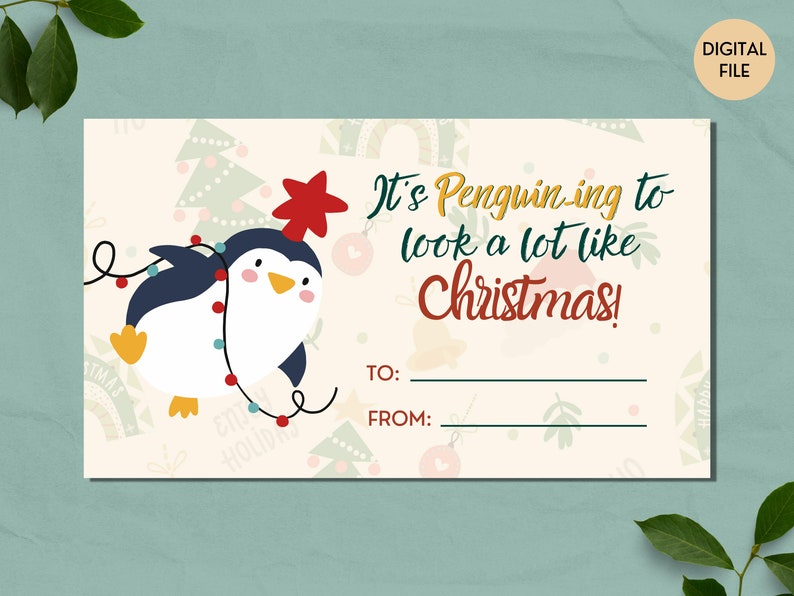 Penguins Printable Christmas Penguin Gift Tag Bundle 3.5 X - Etsy