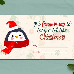 Penguins Printable Christmas Penguin Gift Tag Bundle 3.5 X - Etsy