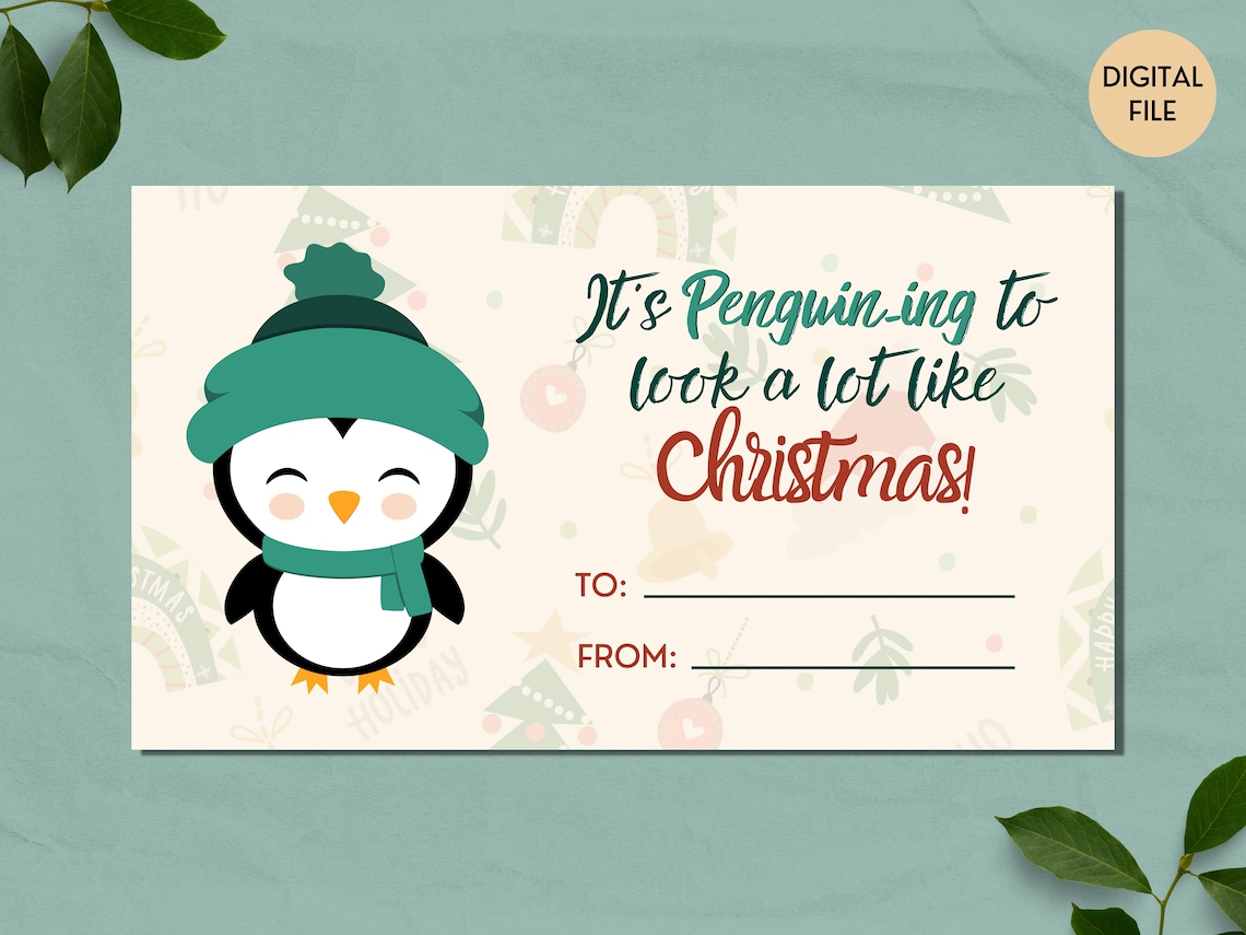 Penguins Printable Christmas Penguin Gift Tag Bundle 3.5 X - Etsy