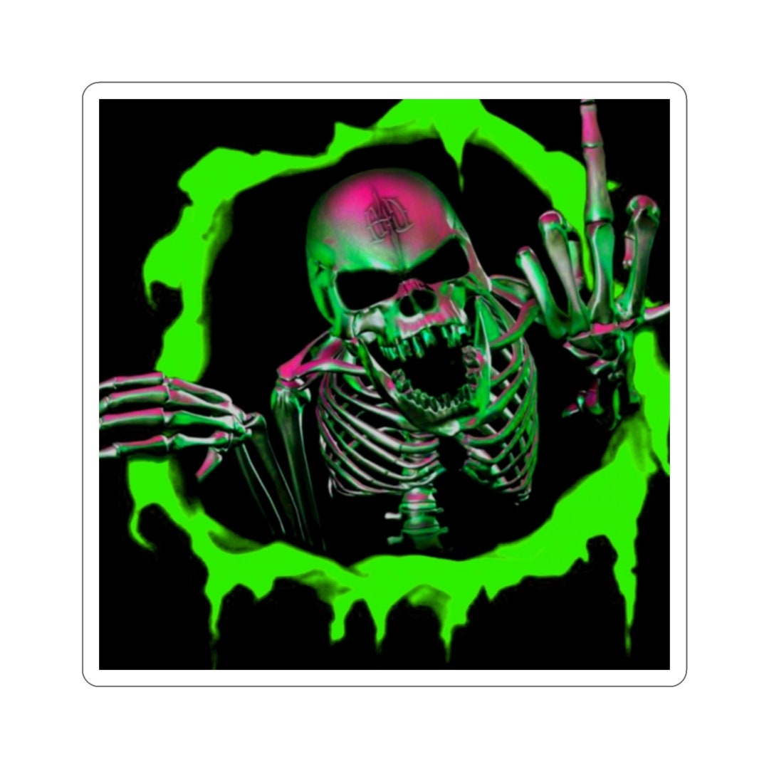 Die-cut Stickers Neon Green Skeleton - Etsy