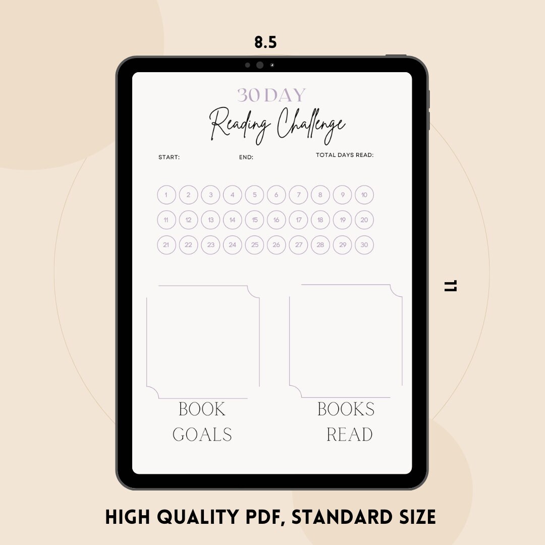30 Day Reading Challenge, Reading Tracker, Reading Log, Printable Book ...