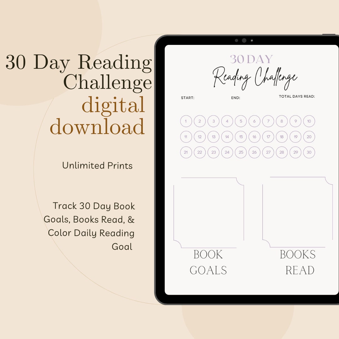 30 Day Reading Challenge, Reading Tracker, Reading Log, Printable Book ...