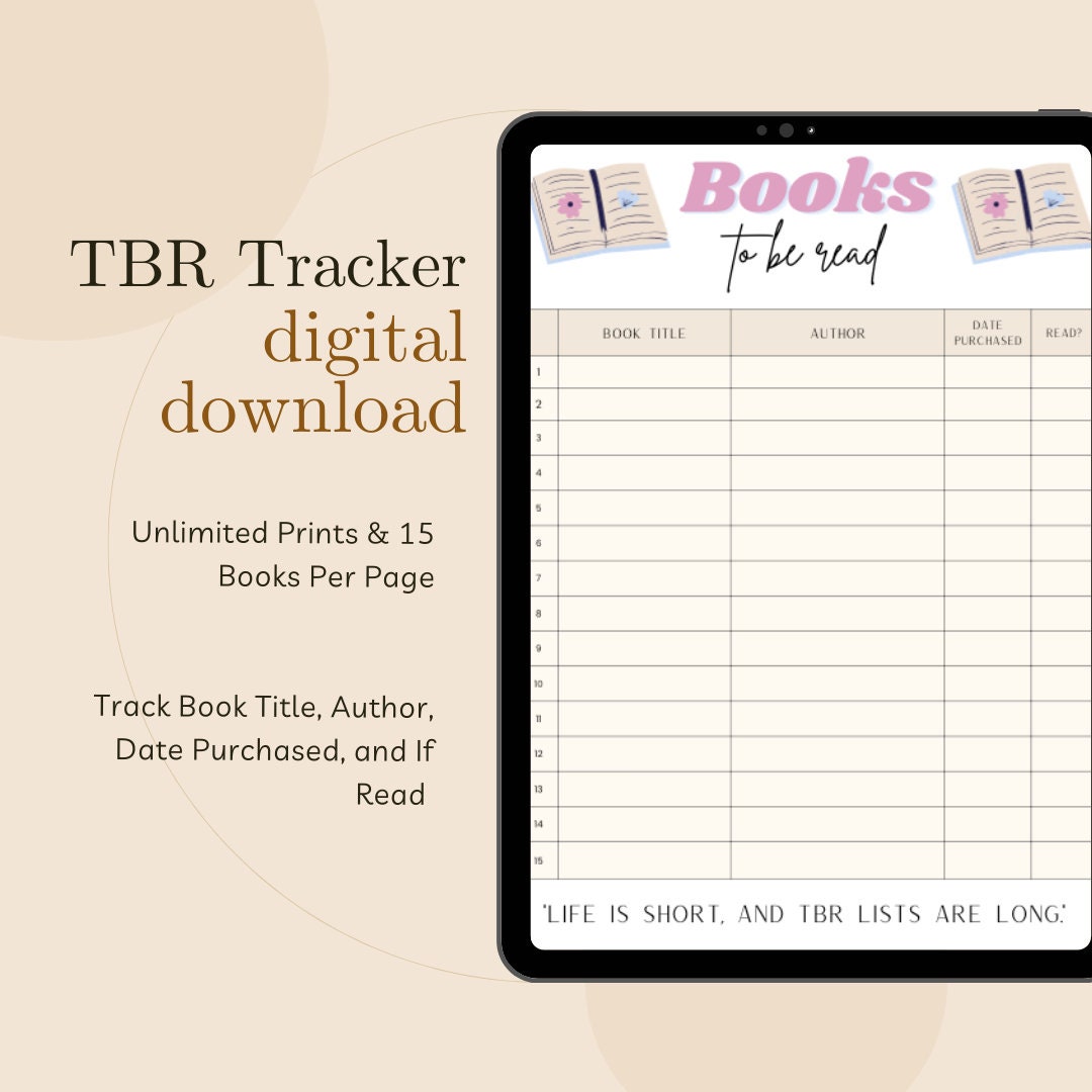 To Be Read Book Tracker, Digital Download Book Tracking, to Be Read ...
