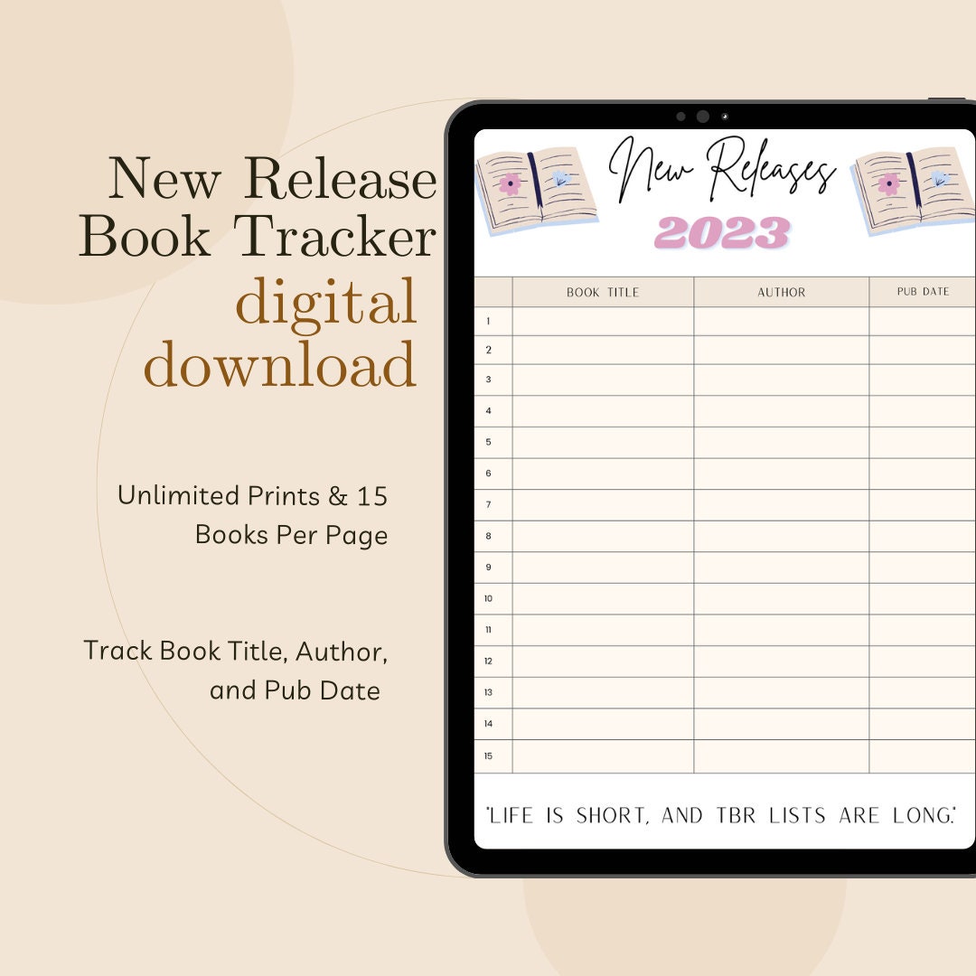 Upcoming Release Book Tracker, to Be Read Book Tracker, Digital ...