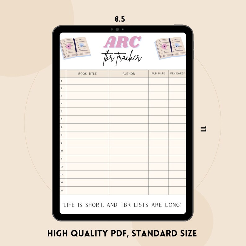Advanced Reader Copy Book Tracker, to Be Read Book Tracker, Digital ...