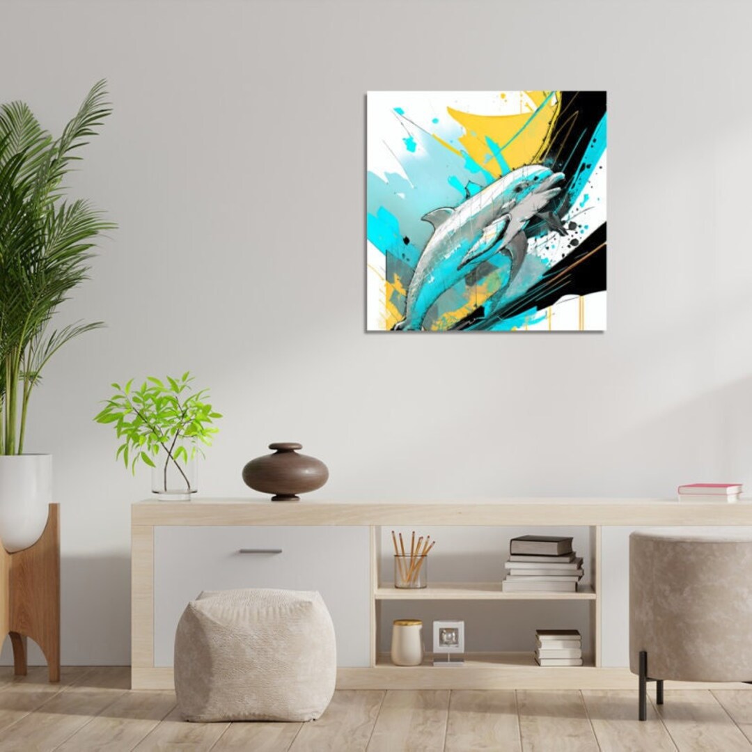 Dolphin Dance of Colors: Abstract Art of a Dolphin Vertical Stretched ...