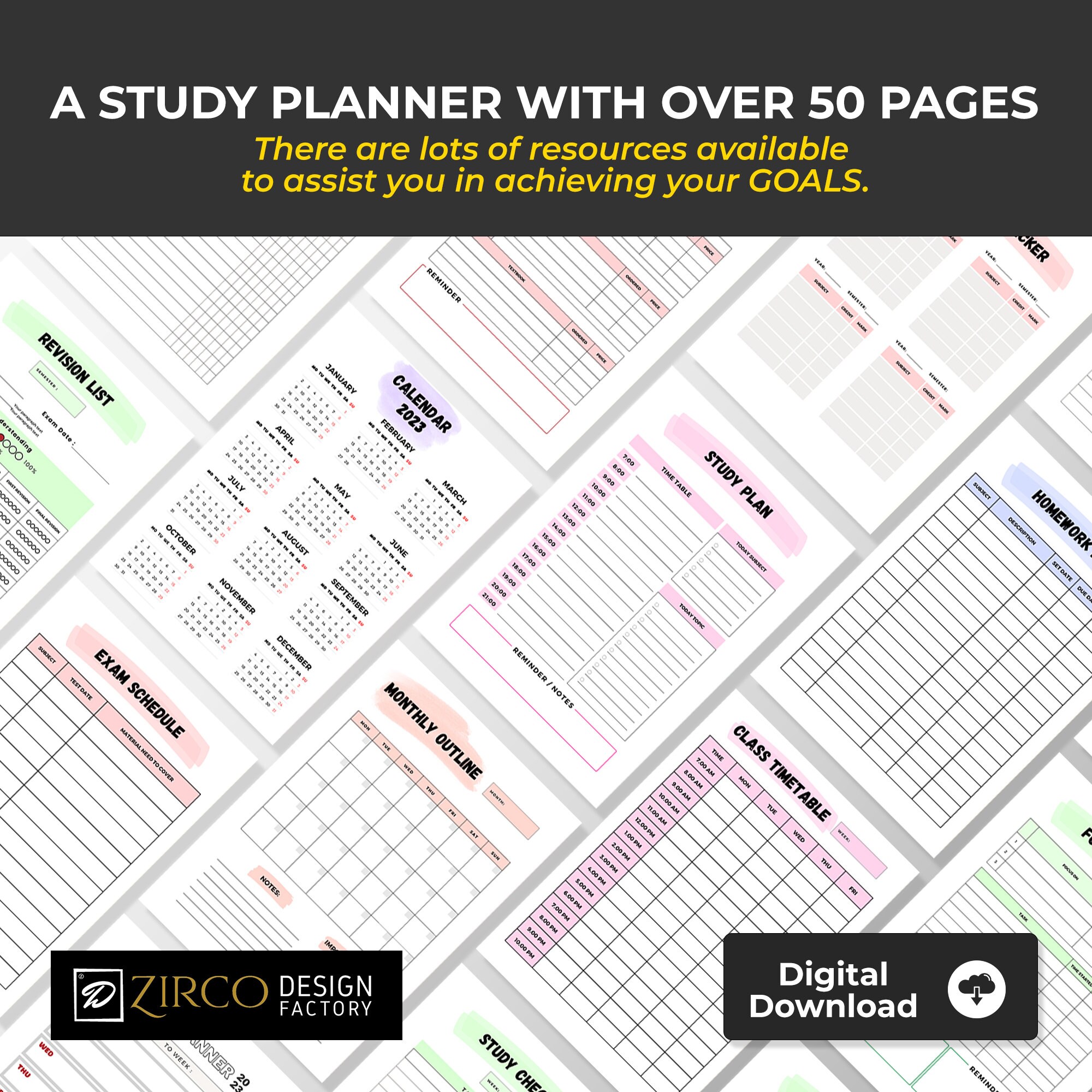 Ultimate Study Student Planner Printable Template, School, College and ...