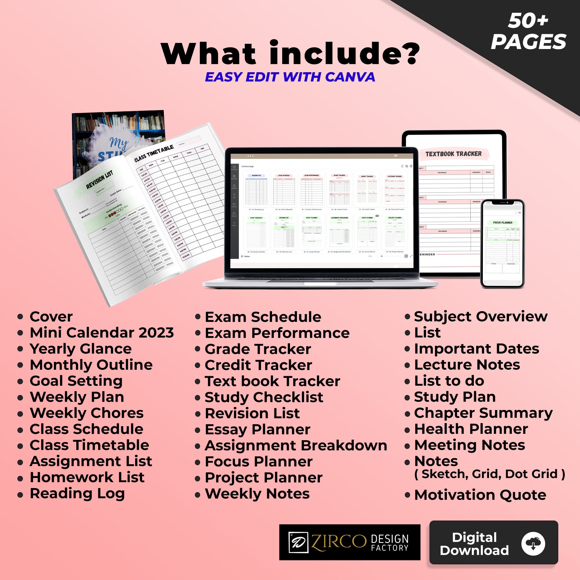 Ultimate Study Student Planner Printable Template School - Etsy