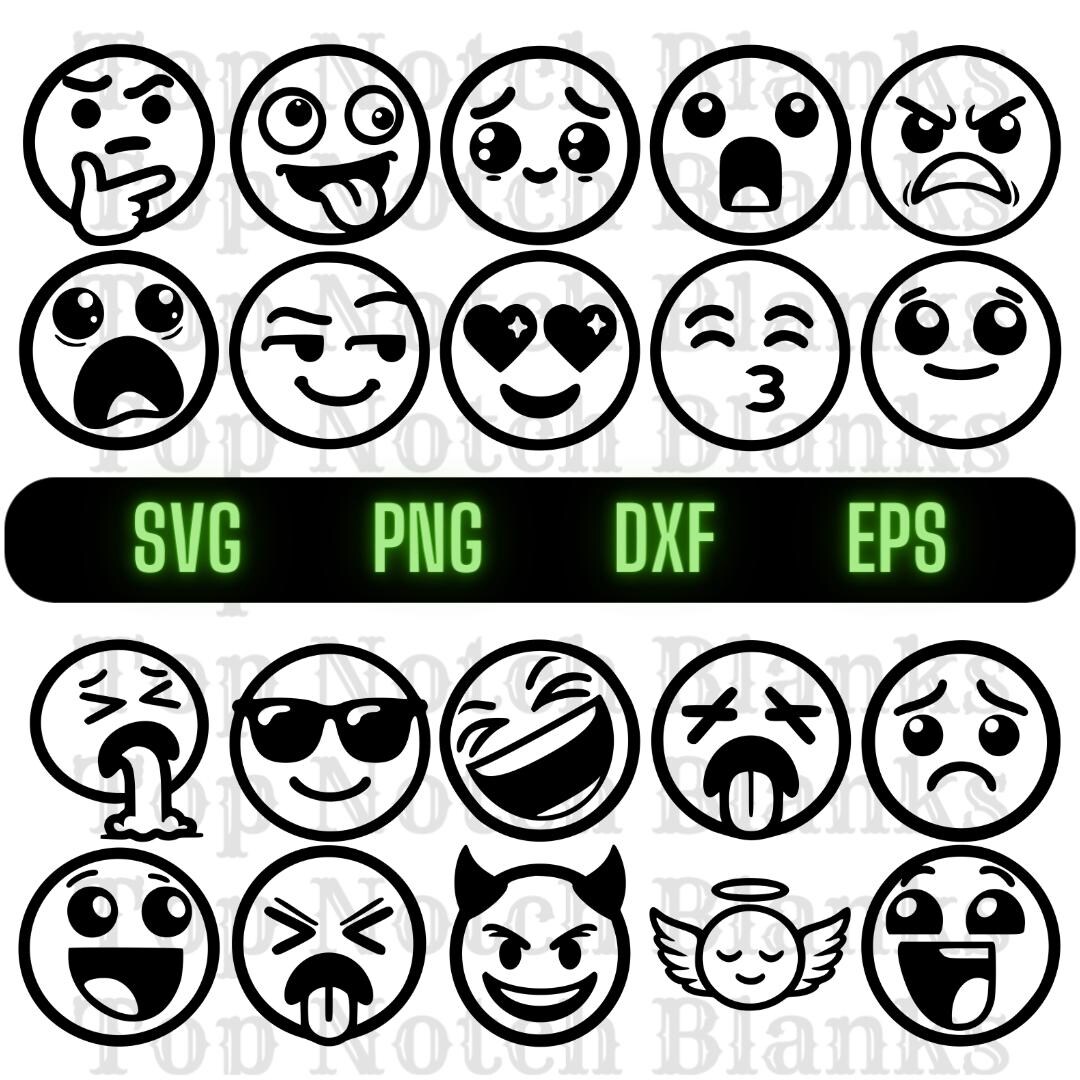 Emoji SVG Bundle: Emotional Faces Clipart (commercial Use) (digital ...