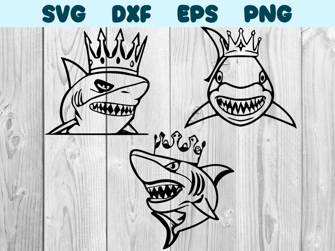 Shark Wearing A Crown Svg Shark With A Crown Png Shark King Clipart ...