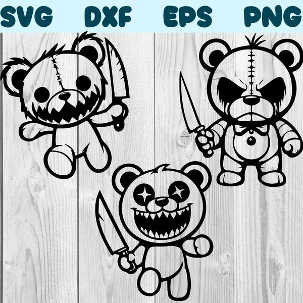 Teddy Bear Evil Svg - Etsy