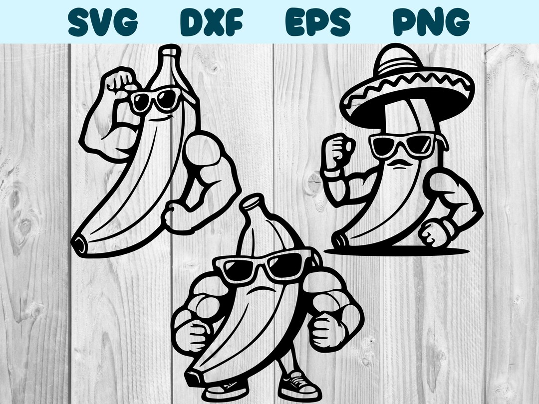 Buff Banana Wearing Sunglasses Svg Muscular Banana Png Badass Banana ...