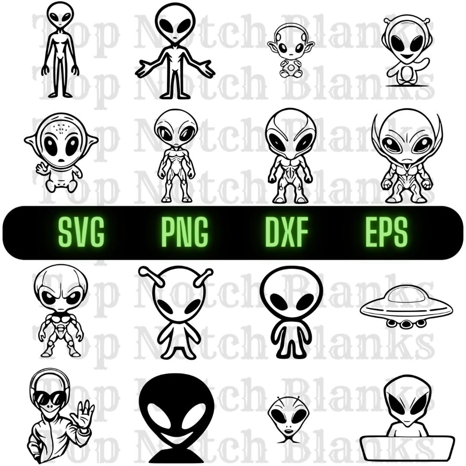 Alien Svg Alien Png Clipart Alien Vector Bundle Pack usage commercial ...