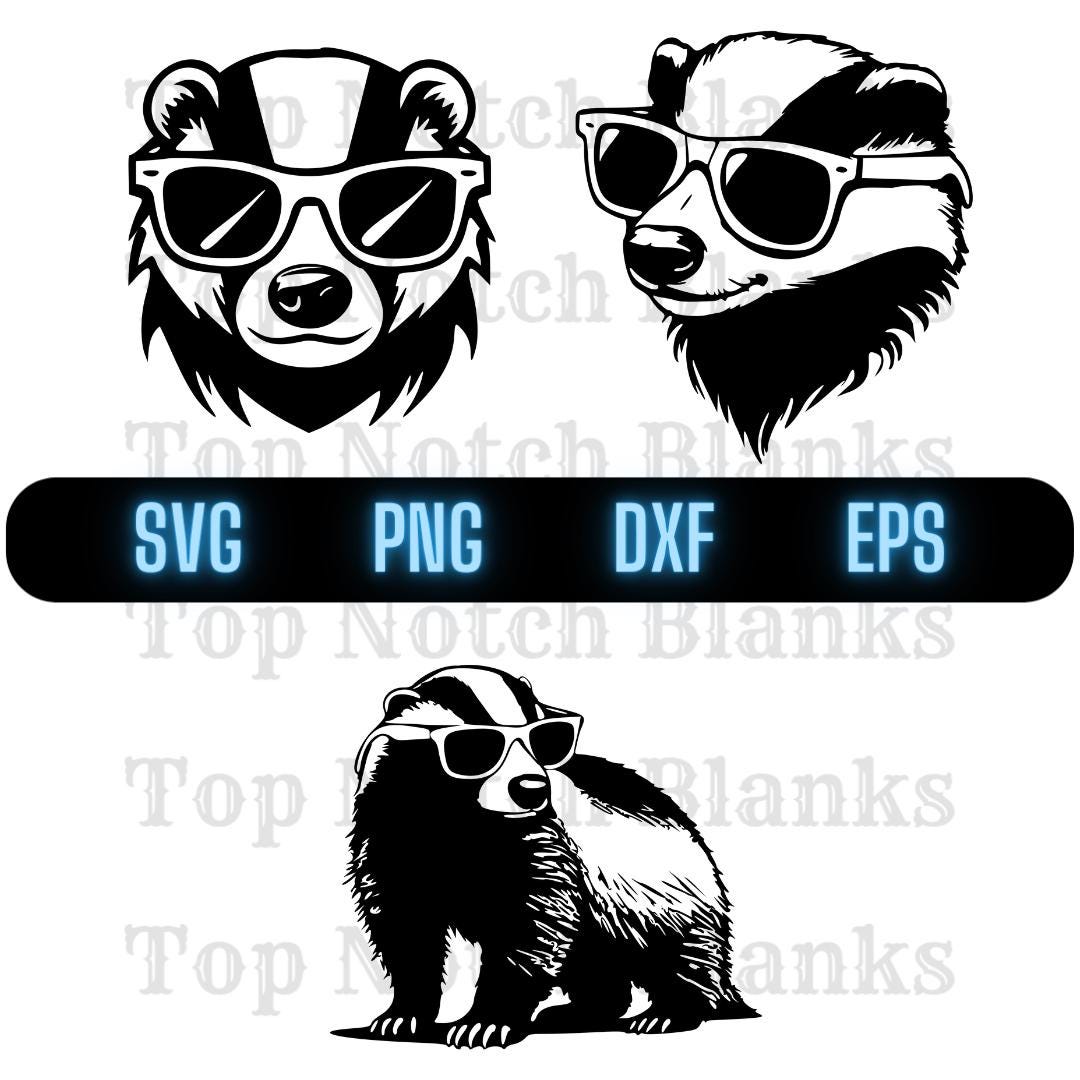 Honey Badger With Glasses Svg Honey Badger Wearing Sunglasses Png Honey ...