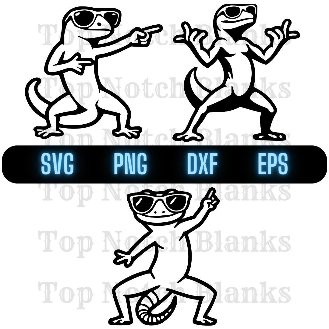 Dancing Gecko SVG Bundle: Lizard With Sunglasses Clipart (commercial ...