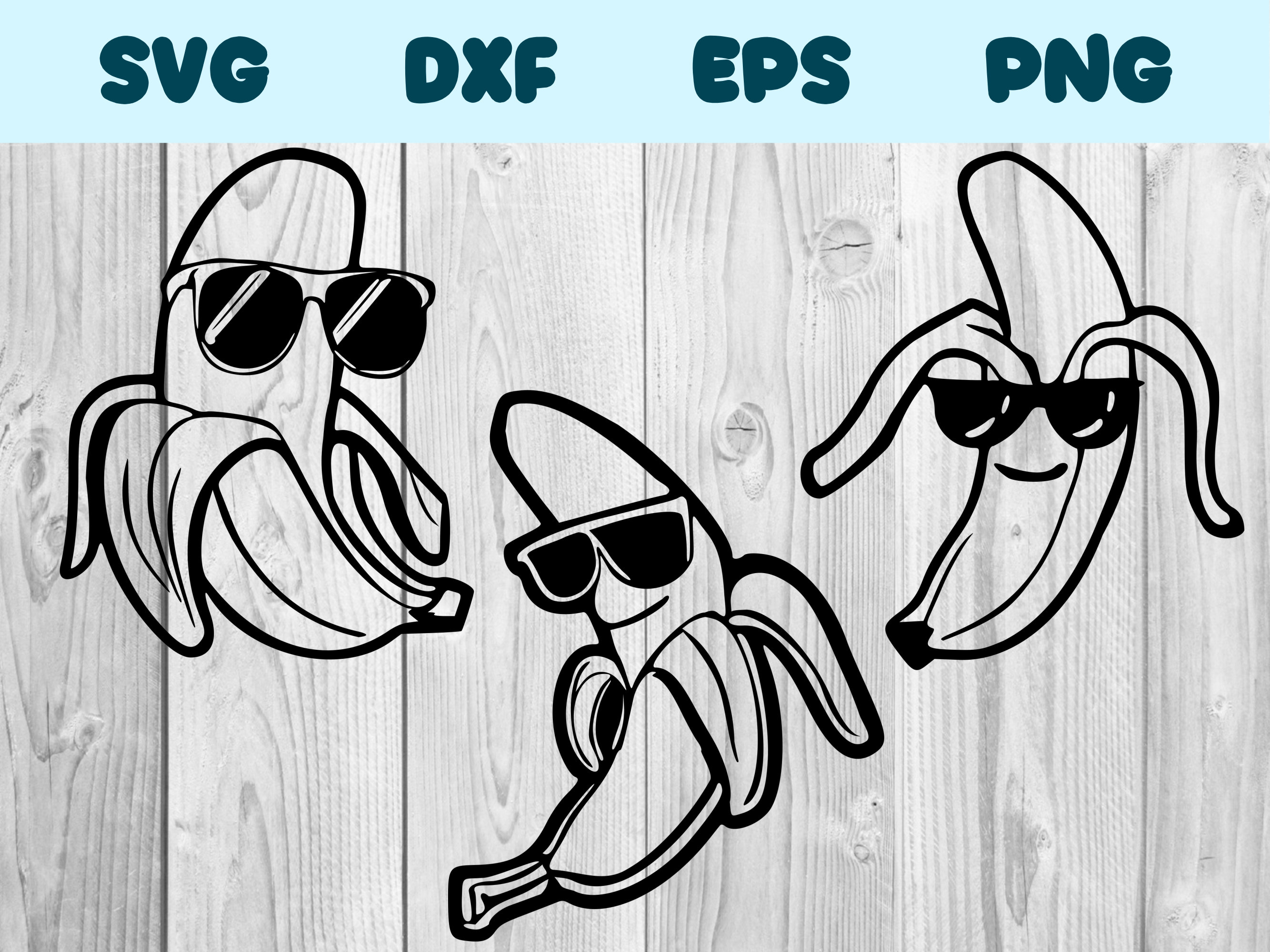 Pealed Banana With Glasses Svg Pealed Banana With Sunglasses - Etsy
