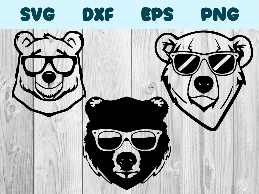 Grizzly Bear Wearing Sunglasses Svg Bear With Glasses Png Bear Clipart ...