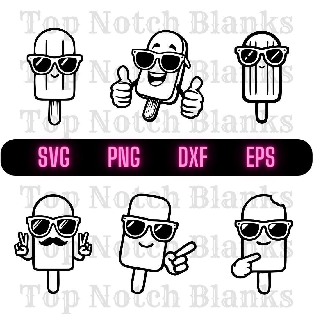 Popsicle Wearing Sunglasses Svg Popsicle With Glasses Png Popsicle With ...
