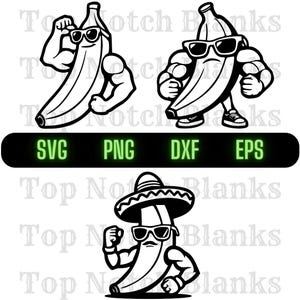 Buff Banana Wearing Sunglasses Svg Muscular Banana Png Badass Banana ...