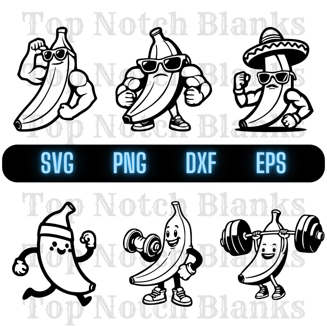 Buff Banana Wearing Sunglasses Svg Muscular Banana Png Badass Banana ...