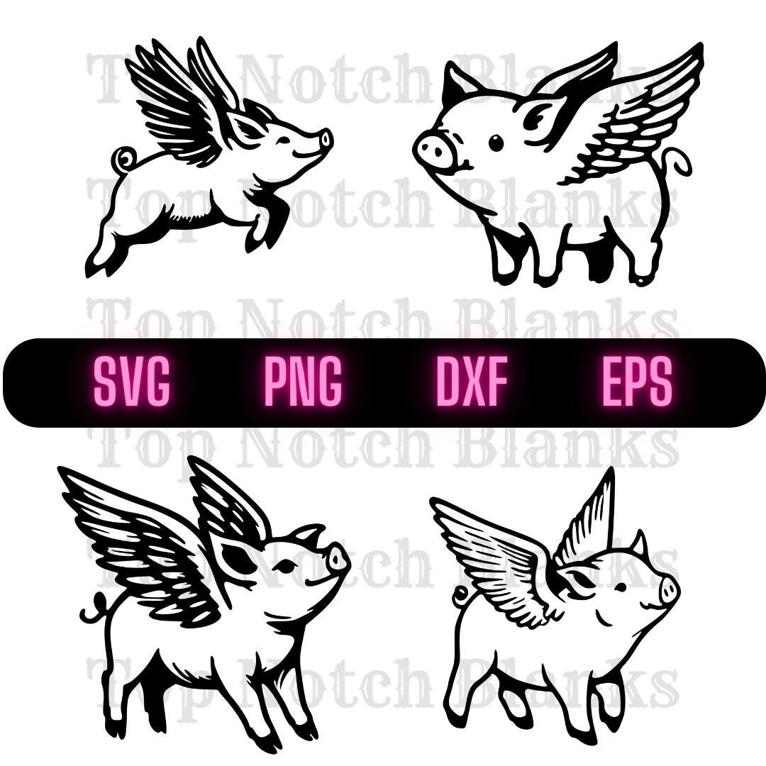 Flying Pig Svg Flying Pig Png Cartoon Flying Pig Clipart Flying Pig ...