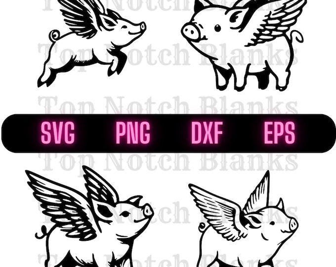 Flying Pig Silhouette SVG, Svg, Dxf, Cricut, Silhouette Cut File ...