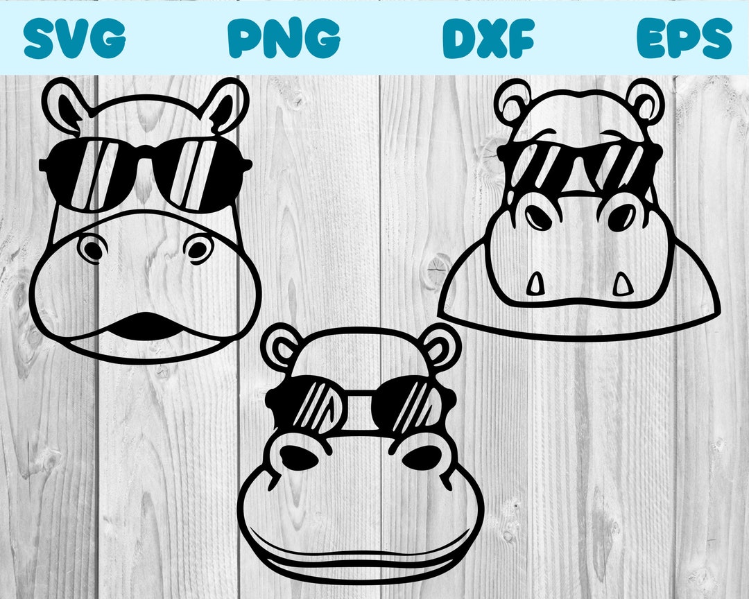Hippo With Glasses Svg Hippo Wearing Sunglasses Png Hippo With Glasses ...