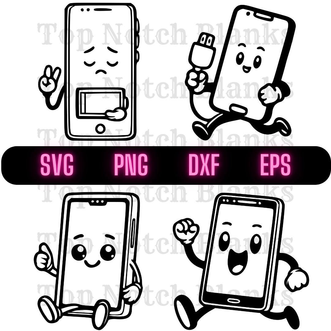 Cell Phone Character Svg Cell Phone Mascot Png Cartoon Cell Phone ...