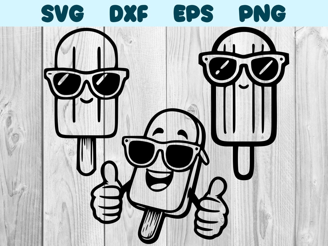 Popsicle Wearing Sunglasses Svg Popsicle With Glasses Png Popsicle With ...
