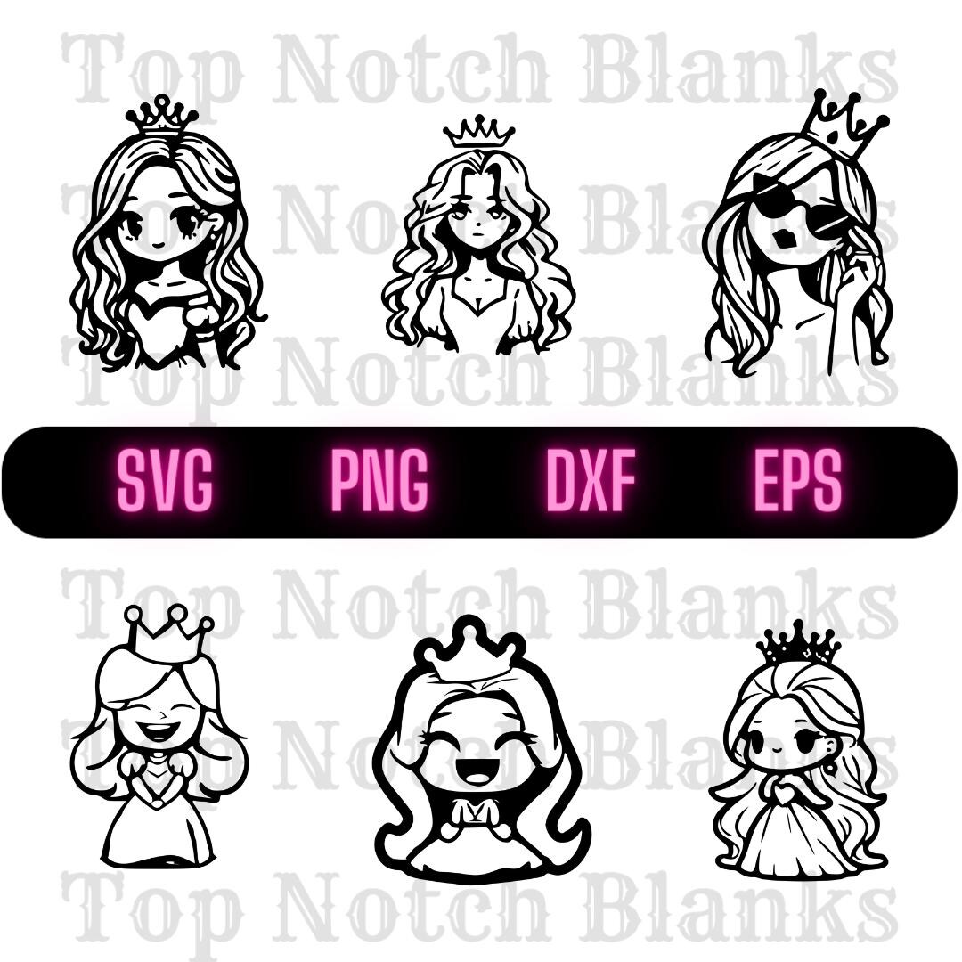 Princess Svg Cartoon Princess Png Cute Princess Clipart Princess Vector ...