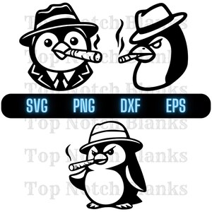 Noir Penguin Clipart: Fedora, Smoking Gangster (svg, Png, Dxf, Eps) - Etsy
