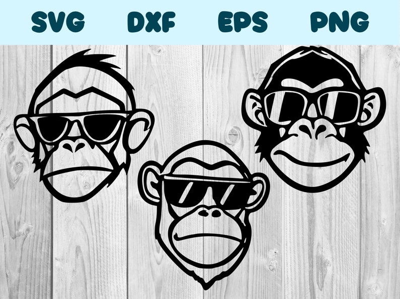 Chimp Wearing Sunglasses Svg Chimp With Glasses Png Chimp With - Etsy