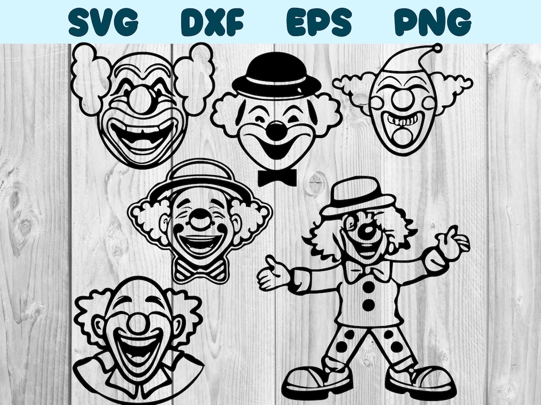 Clown Svg Clown Png Clown Clipart Clown Vector Bundle Pack Commercial ...