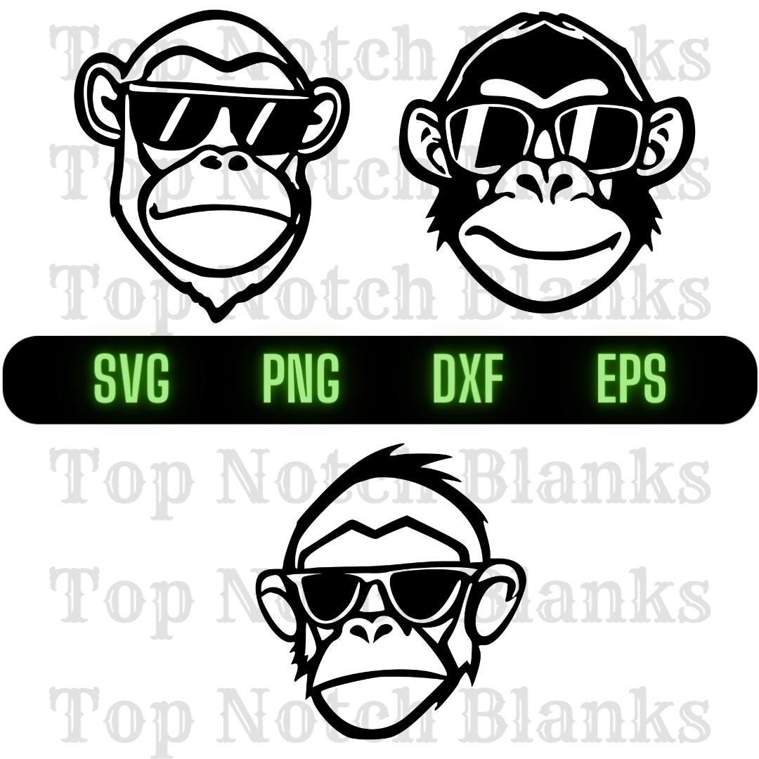 Chimp Wearing Sunglasses Svg Chimp With Glasses Png Chimp With Glasses ...
