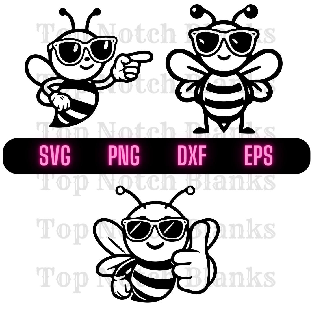 Bee Wearing Sunglasses Svg Cool Bee Png Cute Bee Clipart Bee Vector ...