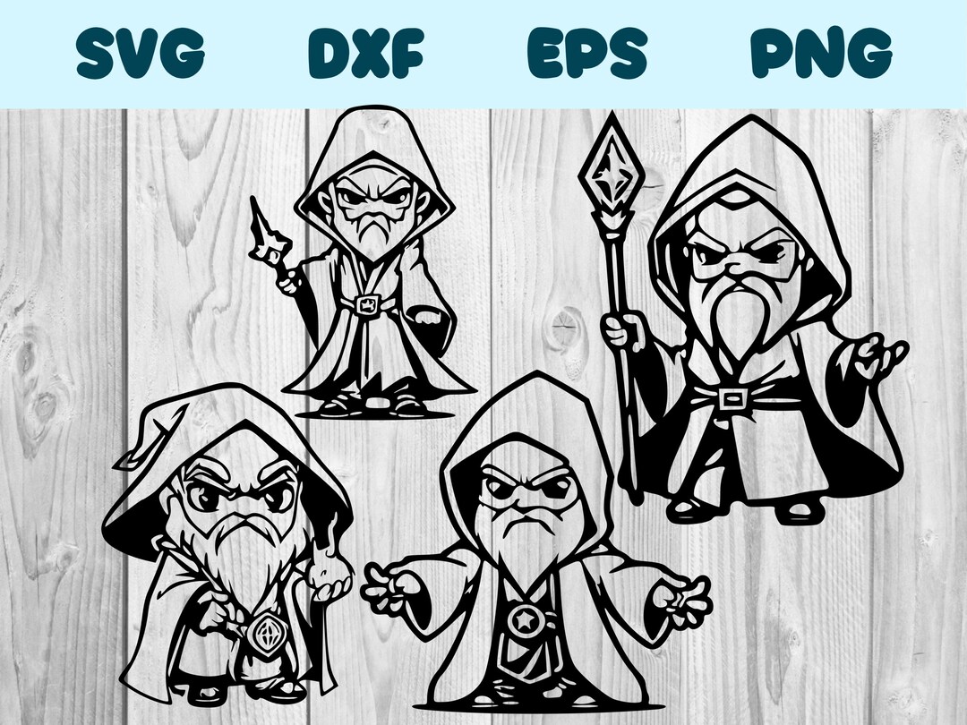 Wizard Svg Cartoon Wizard Png Cute Wizard Clipart Cool Wizard - Etsy