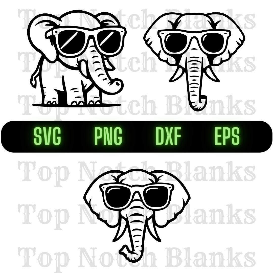 Elephant Wearing Sunglasses Svg Elephant With Glasses Png Elephant ...
