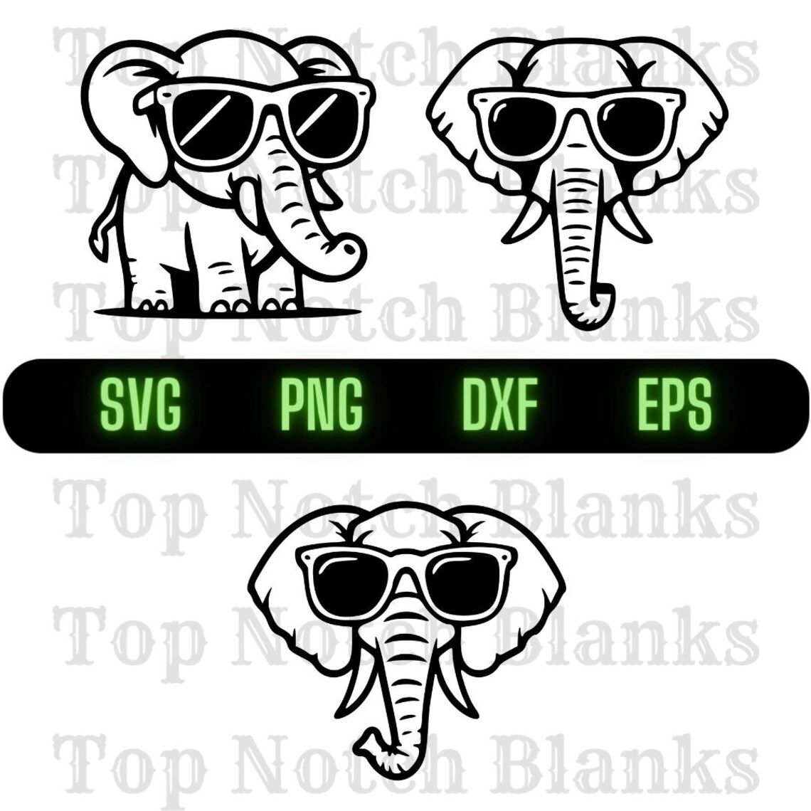 Elephant Wearing Sunglasses Svg Elephant With Glasses Png Elephant ...