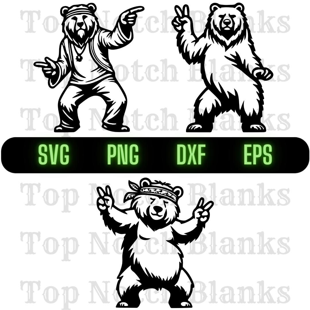 Hippie Bear Svg Cartoon Hippie Bear Png Cool Hippie Bear Clipart Hippie Bear Vector Bundle Pack ...