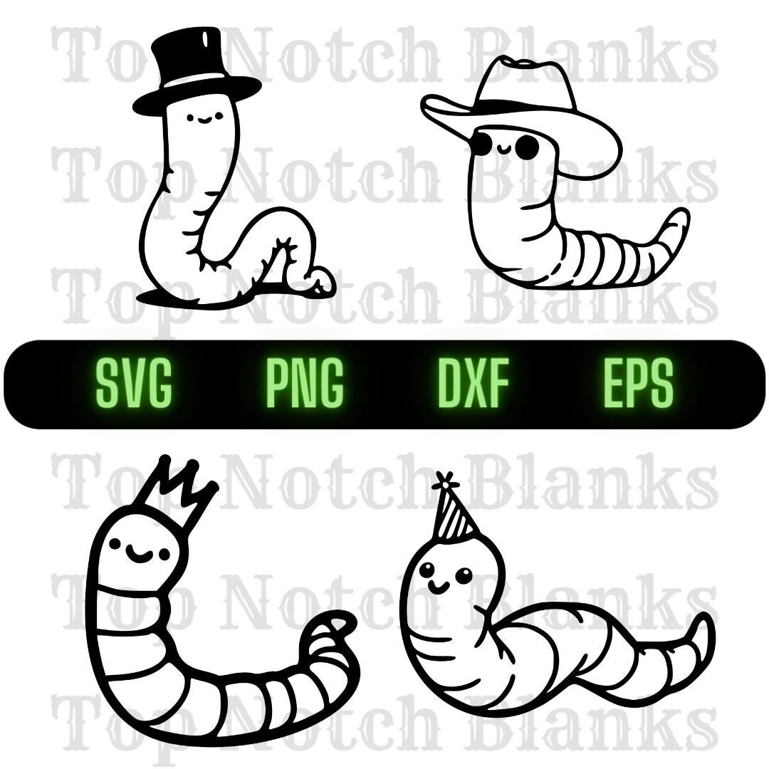 Worm Wearing Hats Svg Worm With Hats Png Earth Worm With Hats Clipart Worm Vector Bundle Pack ...