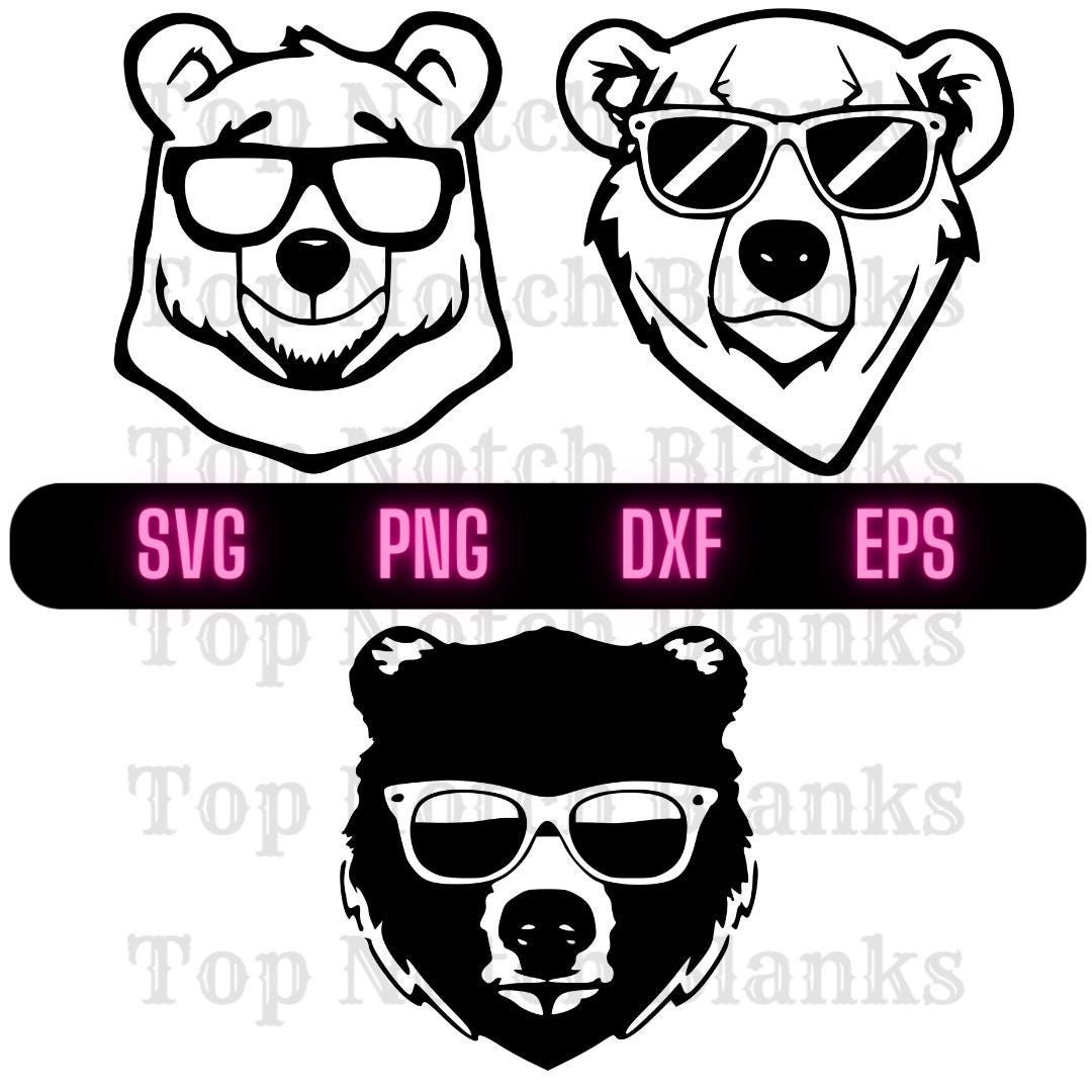 Grizzly Bear Wearing Sunglasses Svg Bear With Glasses Png Bear Clipart ...