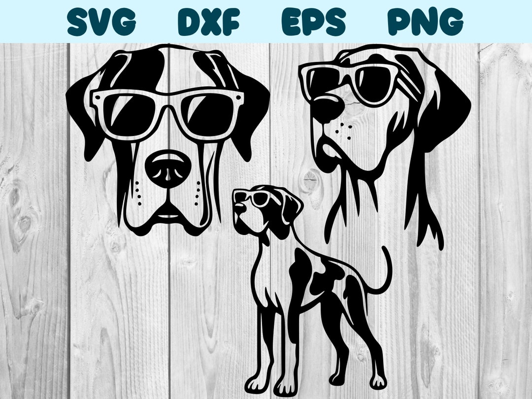 Great Dane With Glasses Svg Great Dane Wearing Sunglasses Png Great ...