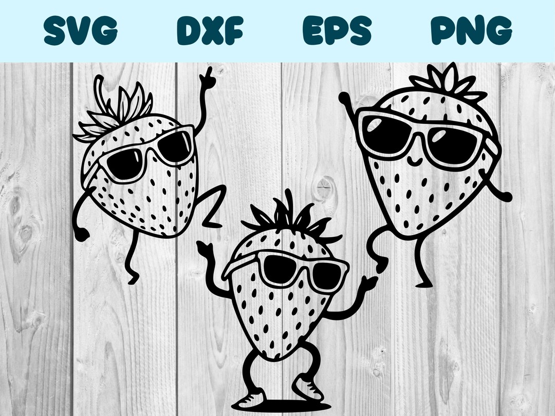 Strawberry Dancing With Glasses Svg Strawberry With Sunglasses Png ...