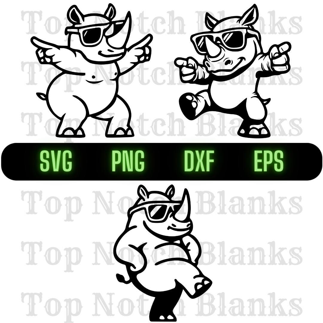 Rhino Dancing With Sunglasses Svg Rhino Dance Png Dancing Rhino Clipart ...