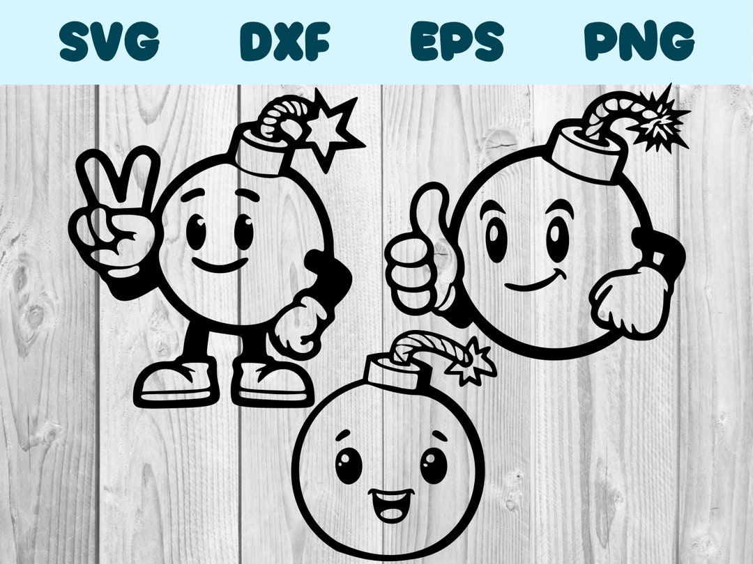 Bomb Svg Cartoon Bomb Png Bomb Character Clipart Cool Bomb - Etsy