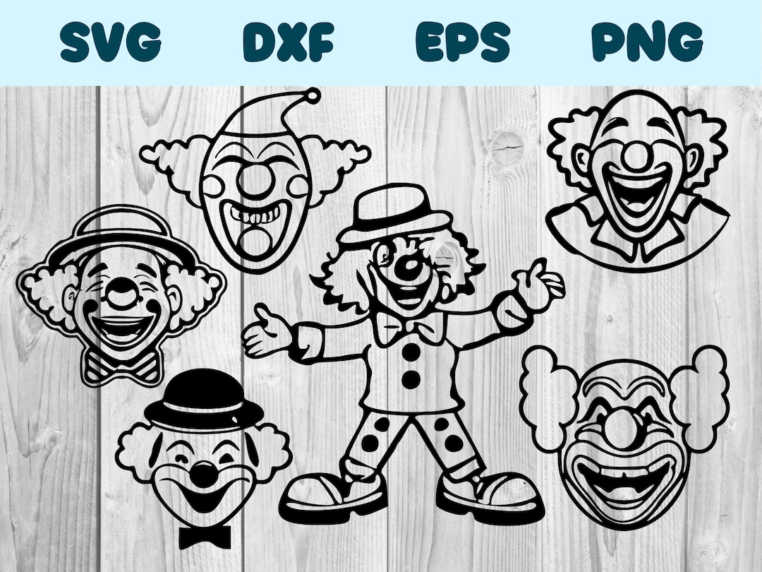 Clown Svg Clown Png Clown Clipart Clown Vector Bundle Pack Commercial ...