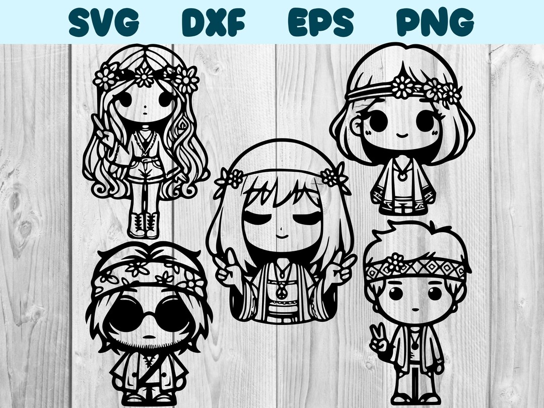 Hippie Svg Hippie Girl Png Hippie Guy Clipart Peace and Love Hippie ...