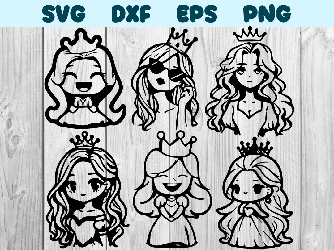 Princess Svg Cartoon Princess Png Cute Princess Clipart Princess Vector ...