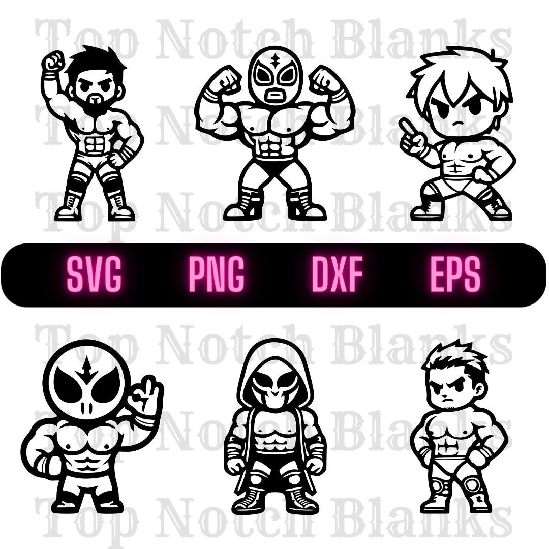 Cartoon Wrestler Clipart Vector Bundle (svg, Png, Dxf, Eps) - Etsy